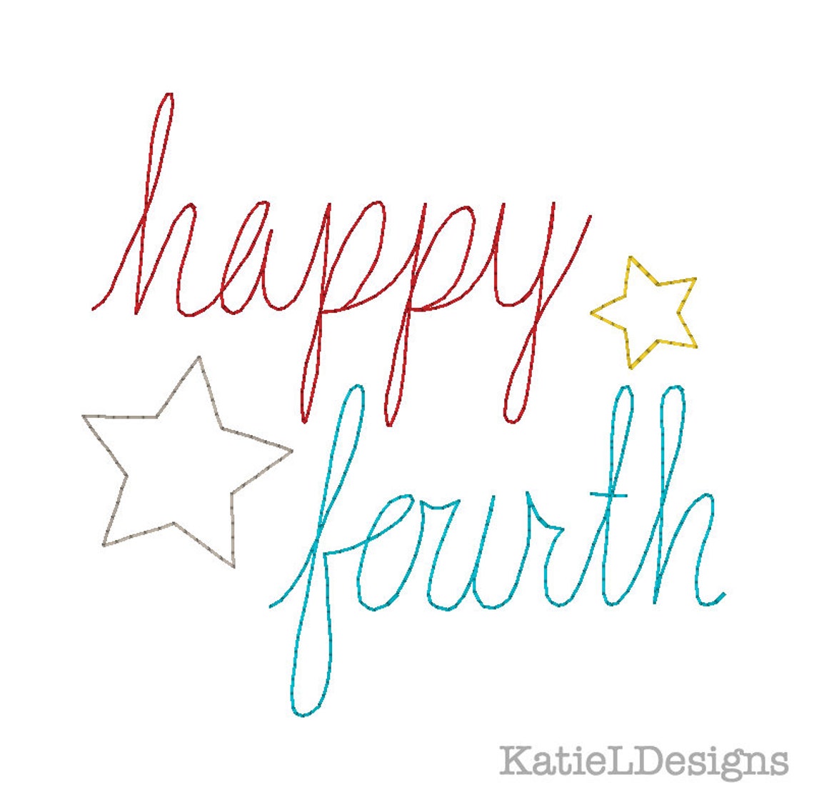 Happy Fourth Redwork Machine Embroidery Design Pattern - Etsy