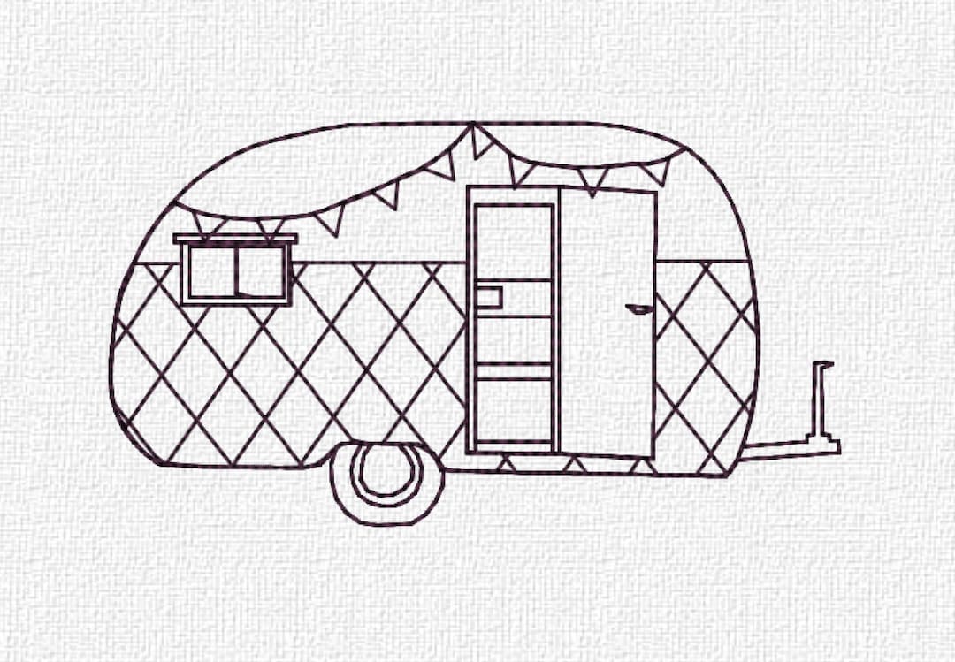 Retro Camper Machine Embroidery Pattern Design Instant Download 4 Sizes ...