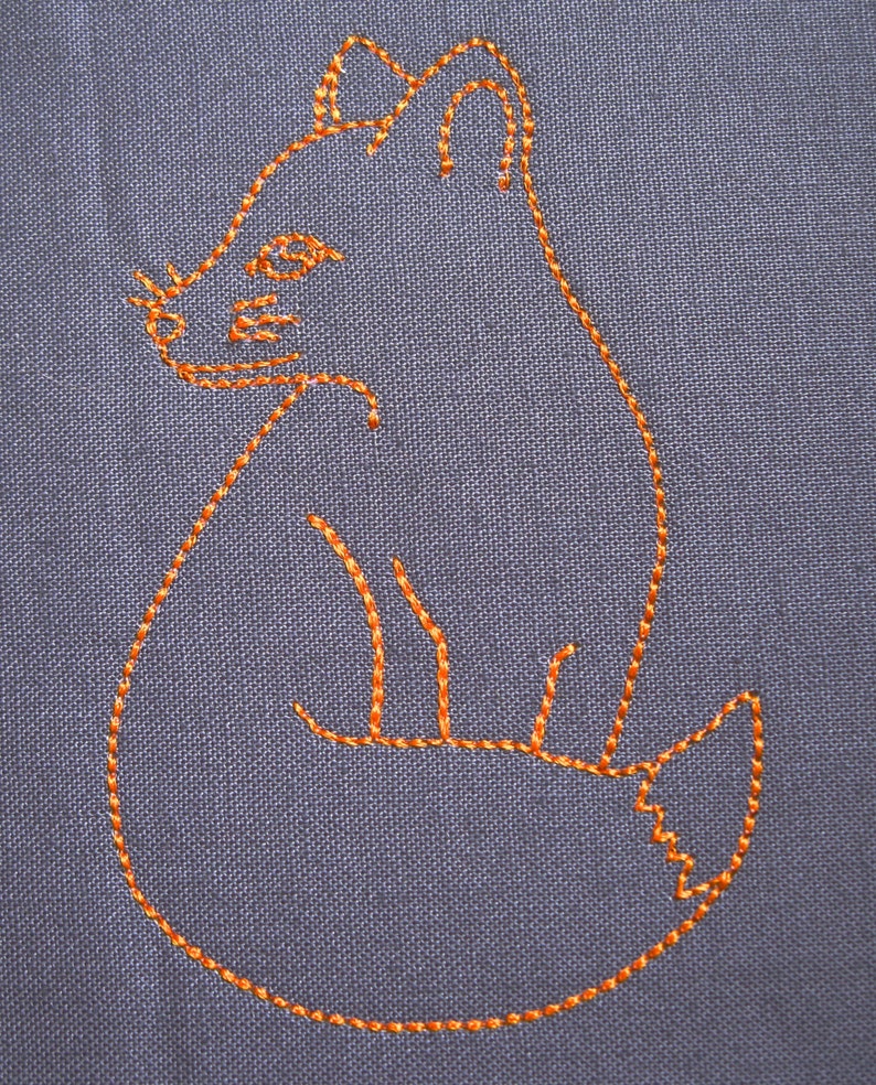 Redwork Fox Machine Embroidery Pattern Design Instant Download 4x4 5x7 ...