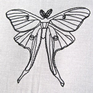Luna Moth Redwork Machine Embroidery Pattern Design Digital Download ...