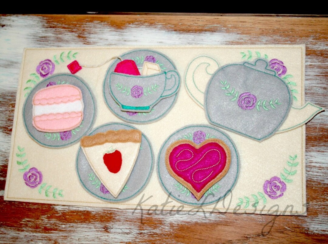 ITH Full Felt Tea Set DIGITAL DOWNLOAD Machine Embroidery Design ...