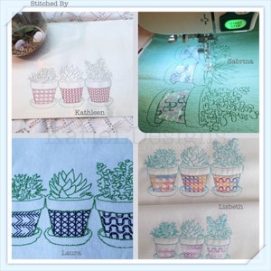 Succulents Redwork Embroidery Machine Design Instant Download 5 Sizes ...