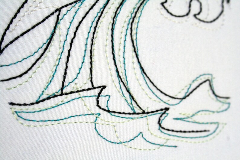 Wave Machine Embroidery Pattern Design Download 5 Sizes Modern Redwork ...