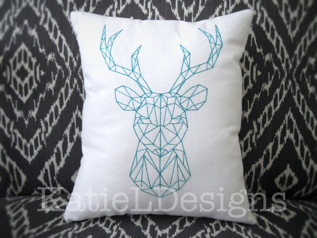 Redwork Geometric Stag Machine Embroidery Design Pattern Download Geo ...