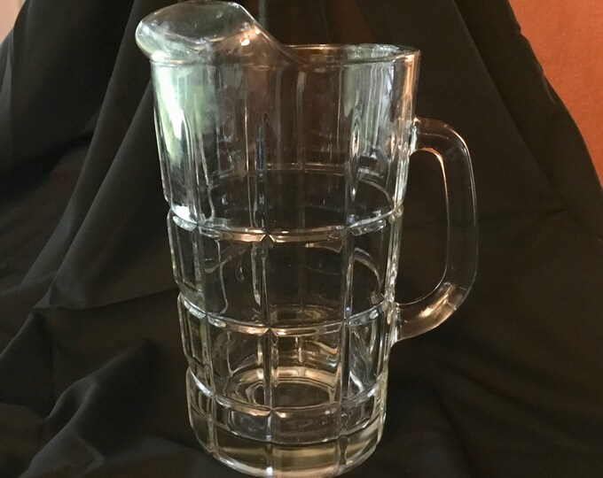 Vintage Anchor Hocking block Pattern Clear Glass Pitcher With Ice Guard ...