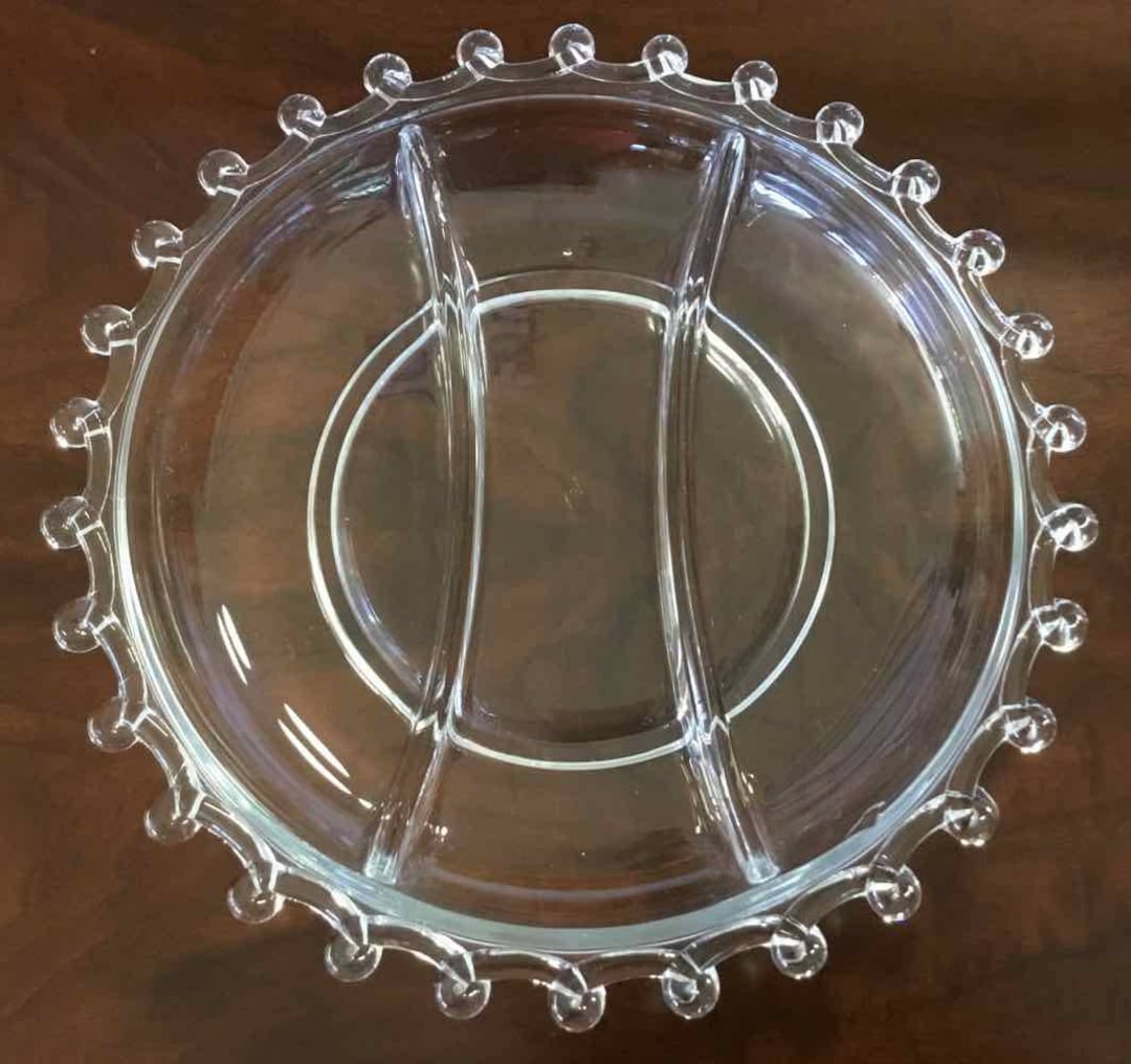 Vintage Heisey Glass Company "lariat Pattern" 10.5" Divided Serving ...