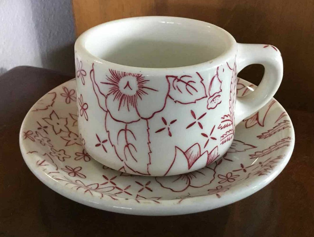 Vintage Wallace China Company Floral Pattern Coffee Cup and Saucer Made ...