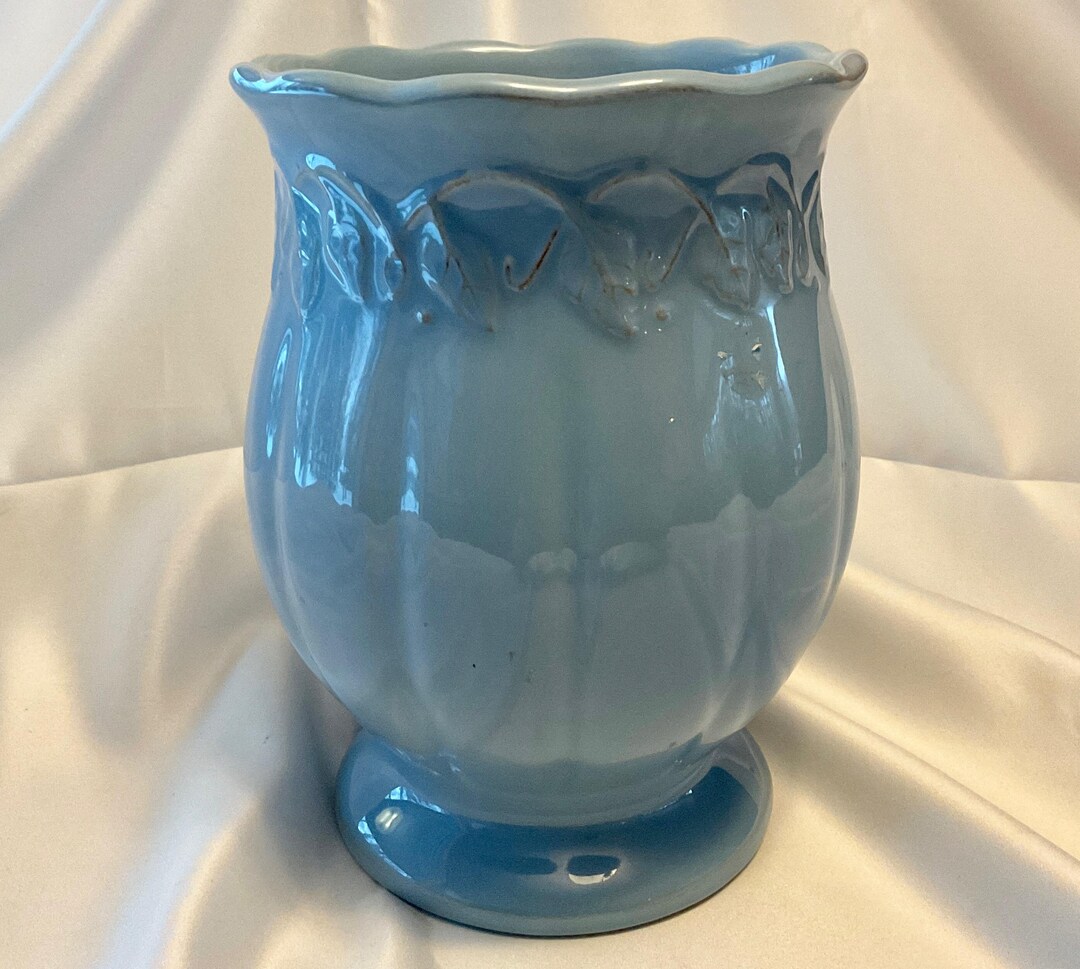 Vintage Longaberger Pottery "vintage Vine Blue Mist" 8.5" Vase - Made ...