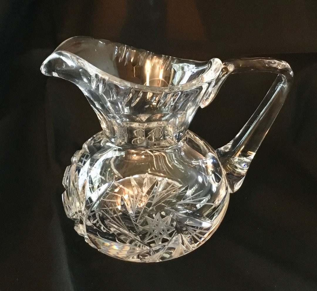 Vintage Kusak Cut Glass Works "berlin" Pattern Cut Glass Creamer ...