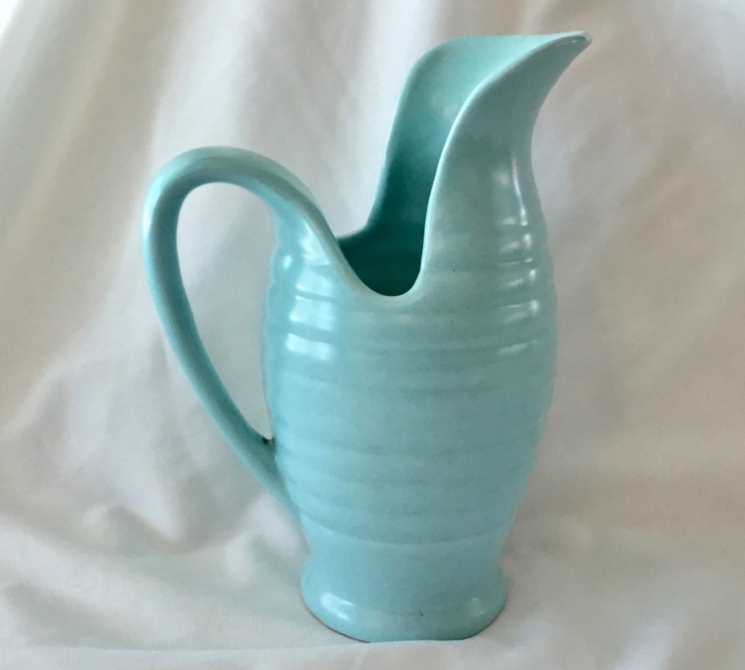 Vintage Metlox Pottery "yorkshire Blue" Swirl Matt Glaze Art Deco Style ...