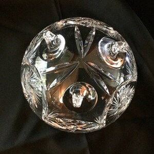 Vintage Kusak Cut Glass Works "berlin" Pattern Cut Glass Open Candy ...