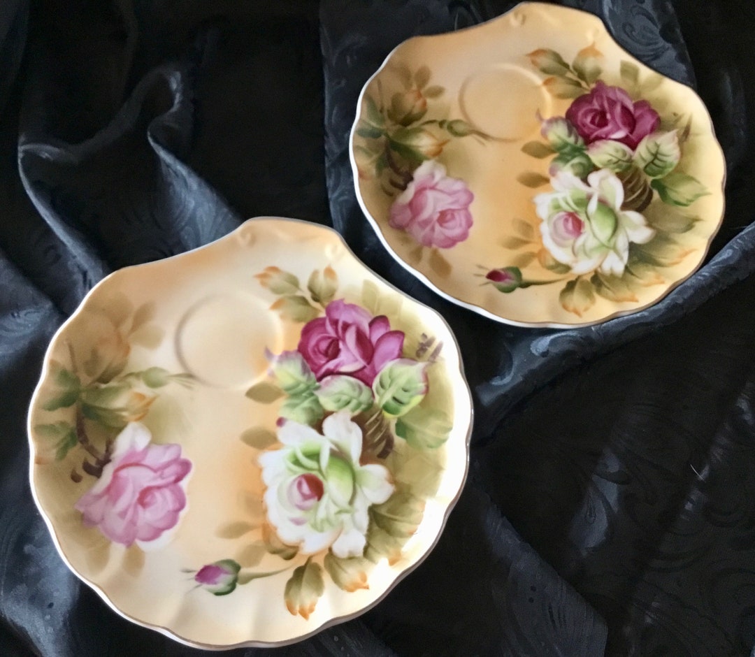 Vintage George Z. Lefton Hand Painted "heritage Brown Floral" Pair of ...