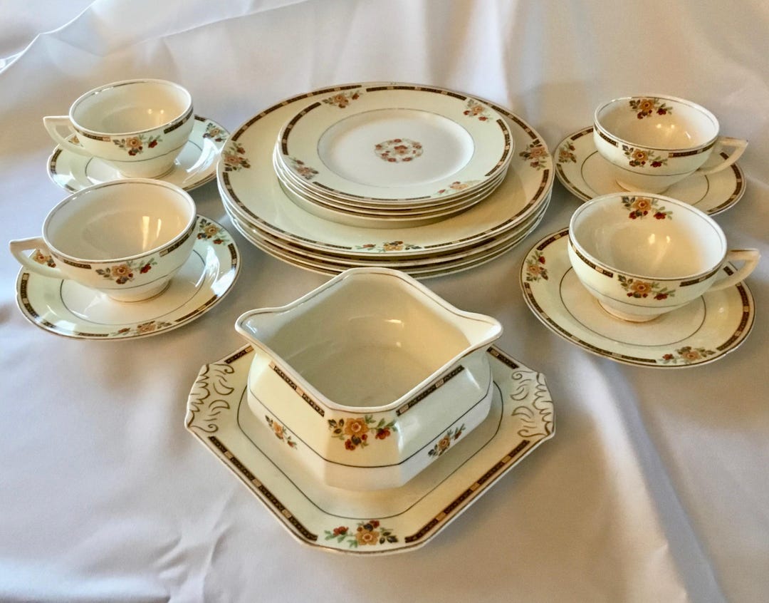 Antique W.H. Grindley & Co. "ivory Ellesmere" 16 Piece Dinnerware Set ...