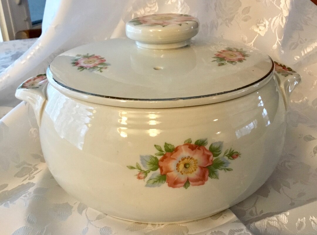 Vintage Hall's Superior Quality Kitchenware "rose White #658" Casserole ...