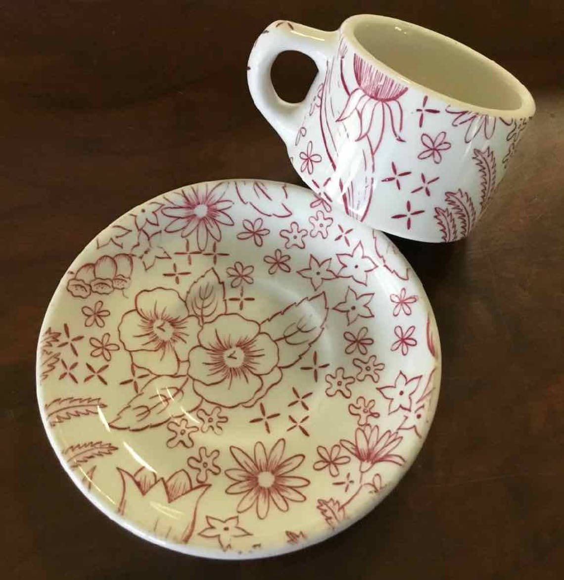 Vintage Wallace China Company Floral Pattern Coffee Cup and | Etsy