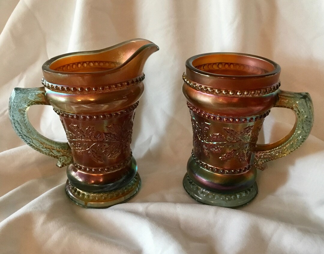 Vintage St. Clair Glass Works Amberina Carnival Glass "holly Berry ...