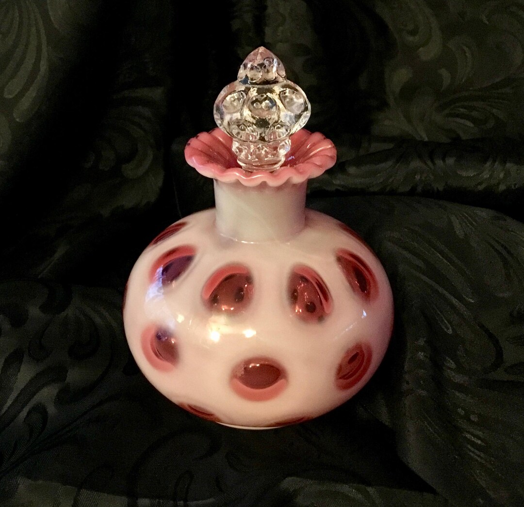 Vintage Fenton Opalescent "cranberry Coin Dot" Perfume Bottle - Made in ...