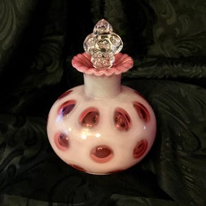 Vintage Fenton Opalescent cranberry Coin Dot Perfume Bottle Made in USA ...