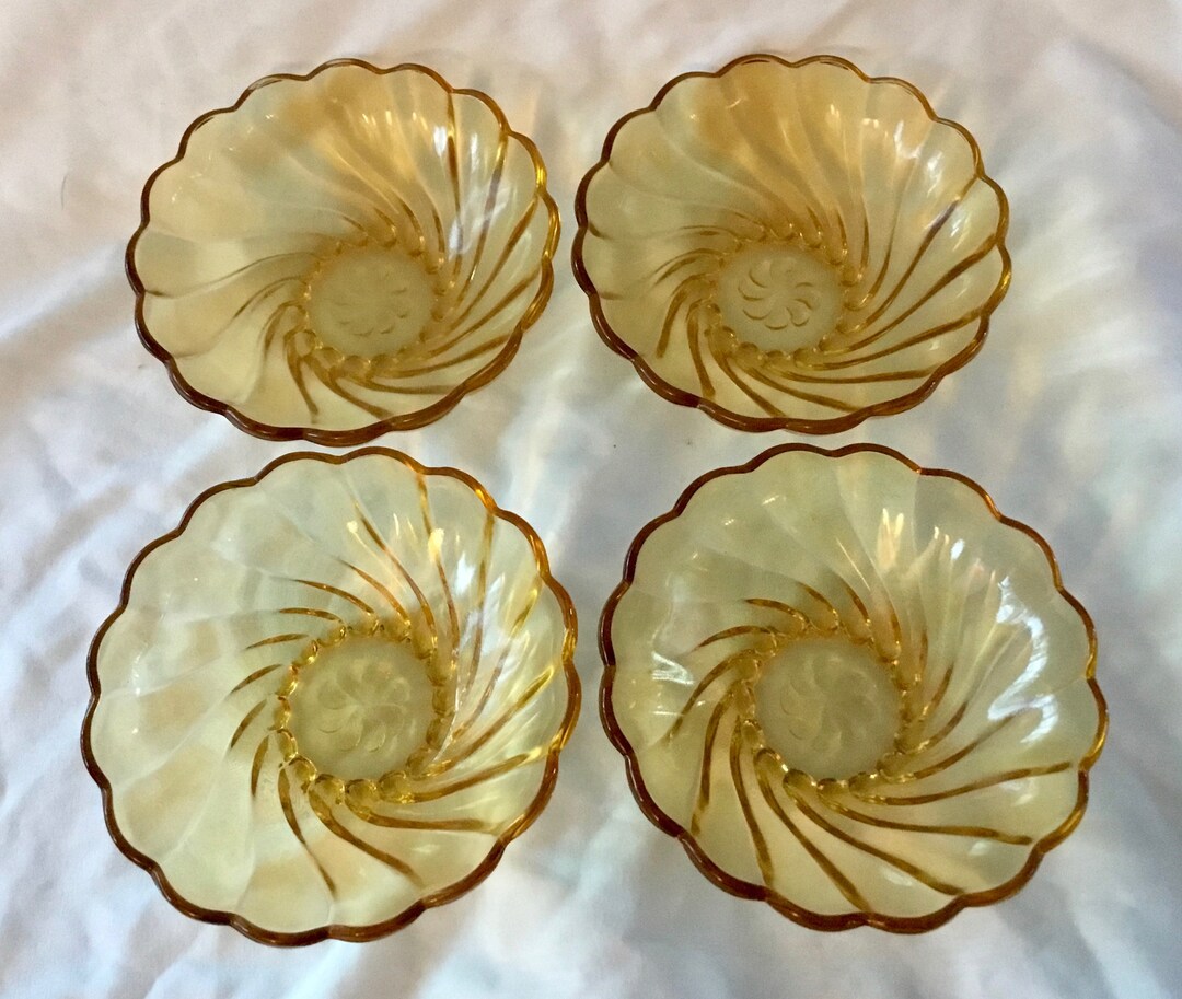 Vintage Fostoria Glass Company Amber colony Pattern Dessert Bowls set ...