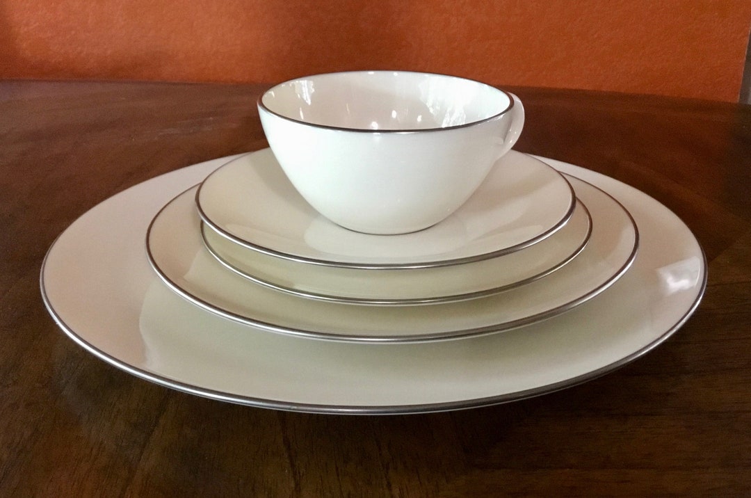 Vintage Lenox China Five Piece Place Setting olympia Platinum Pattern ...