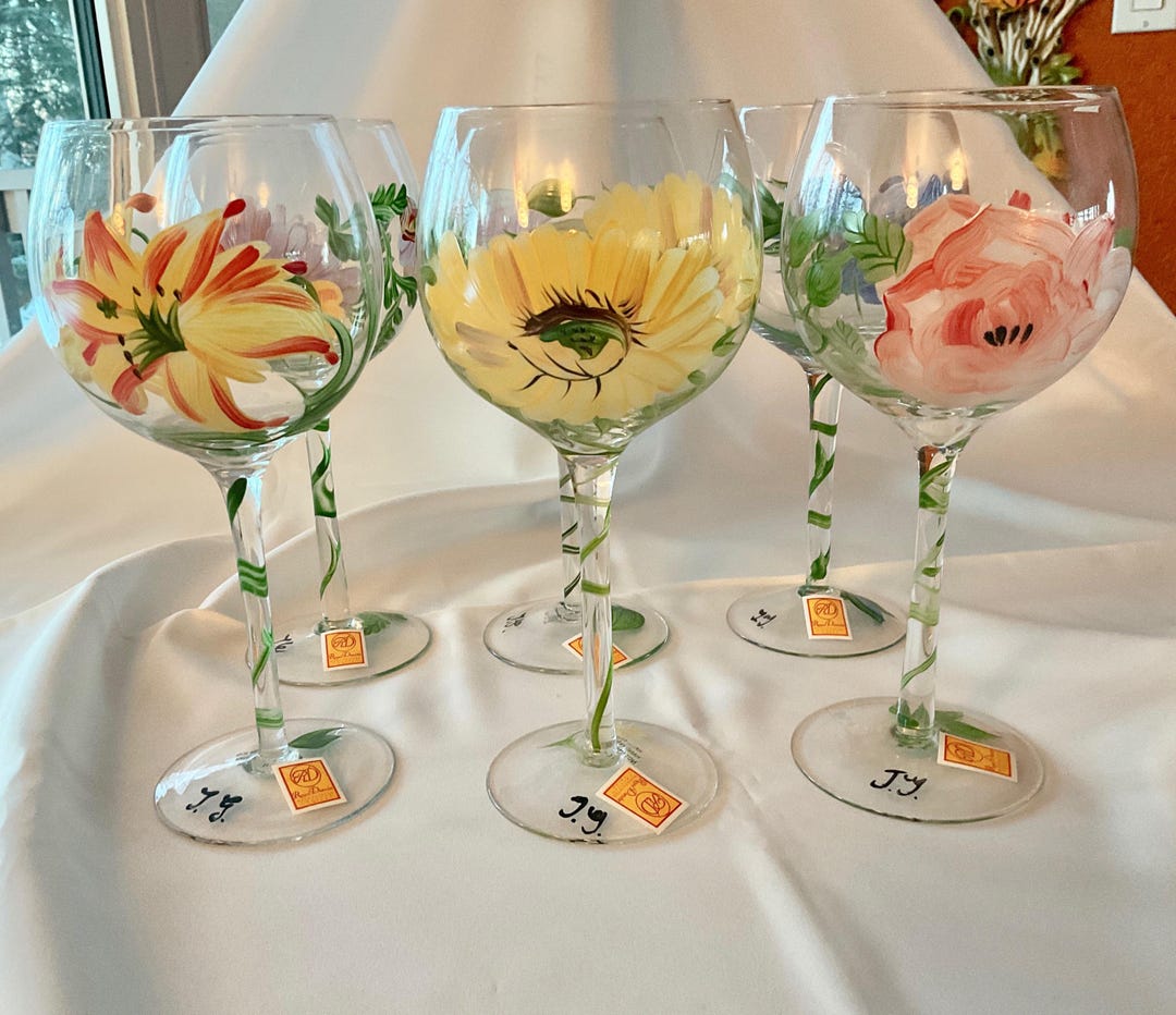 Vintage "royal Danube" Hand Painted and Signed Balloon Wine Glasses ...