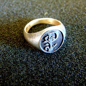 Womens Dainty Signet Ring, Pinky Letter Ring, Custom Signet Ring ...