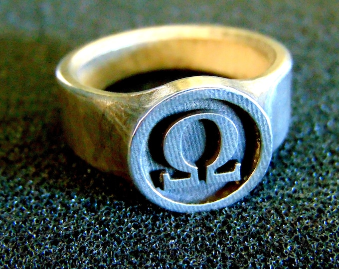 Omega Ring, Monogram Signet Ring, Wax Seal Ring, Letter Ring, Dainty ...