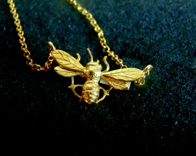 Silver Bee Necklacegold Plated Sterling Silver Honey Bee - Etsy