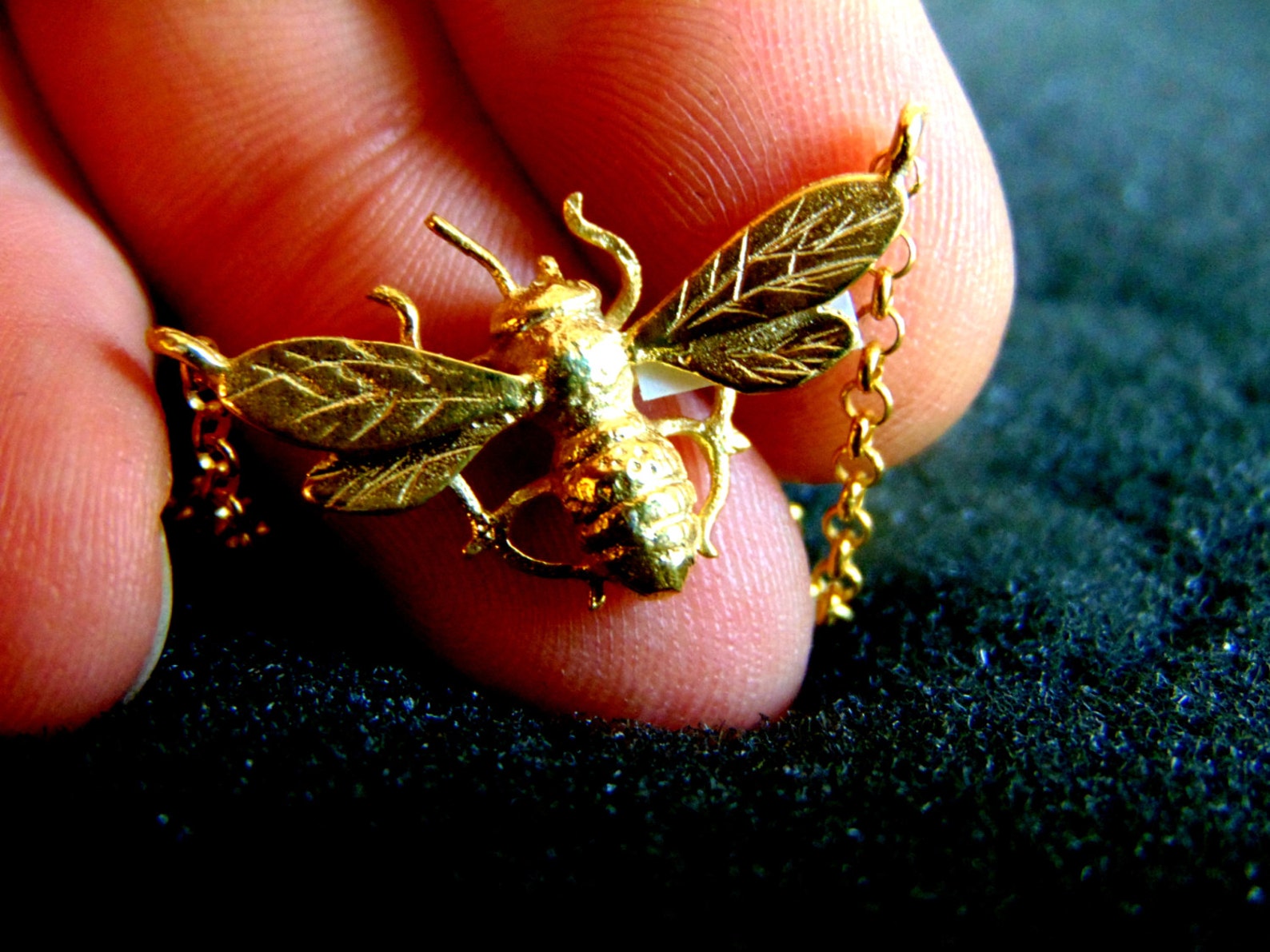 Silver Bee Necklacegold Plated Sterling Silver Honey Bee - Etsy