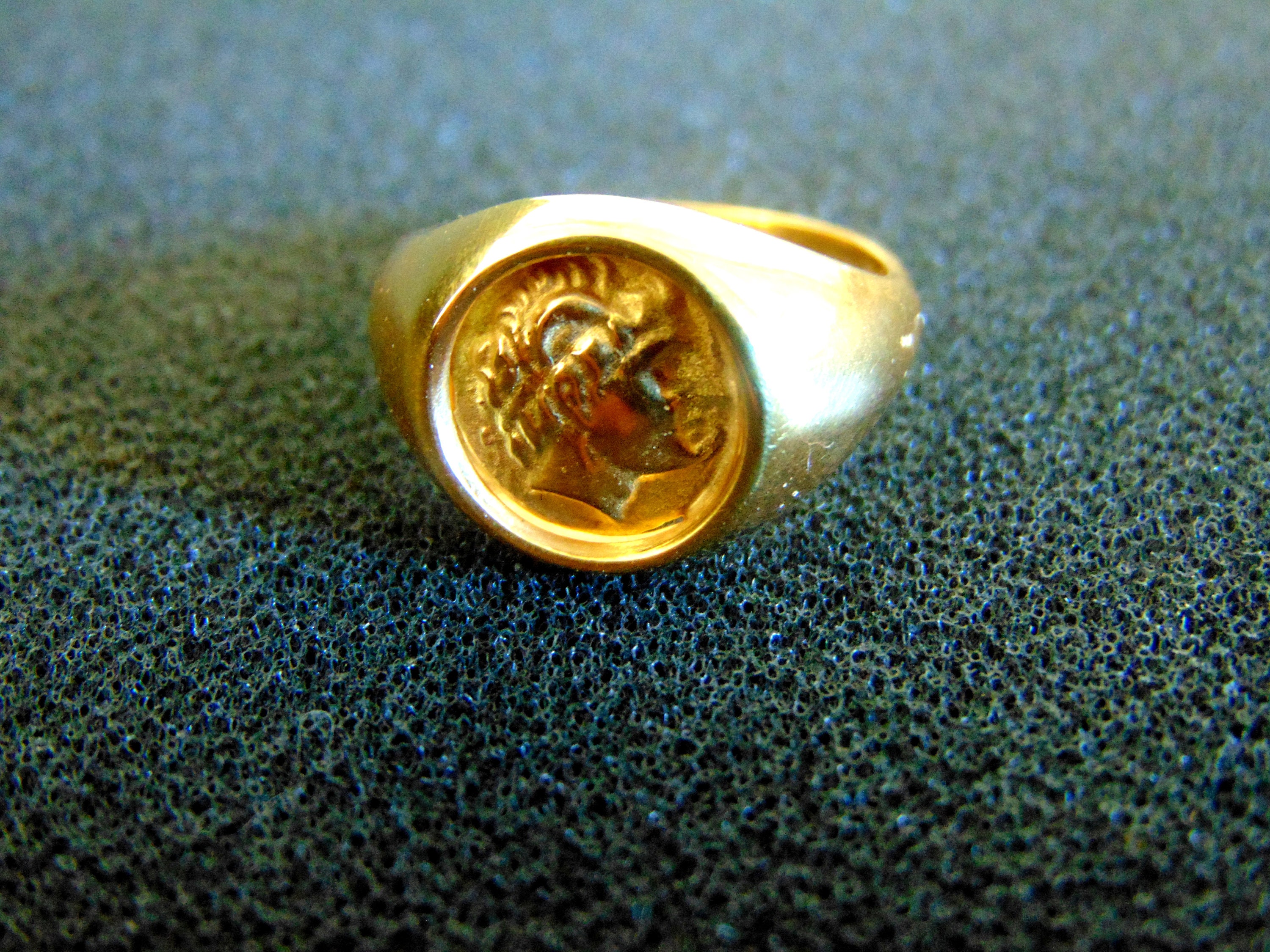 Solid Gold Signet Ring, Coin Signet Ring, Mens Pinky Ring, Solid Gold ...