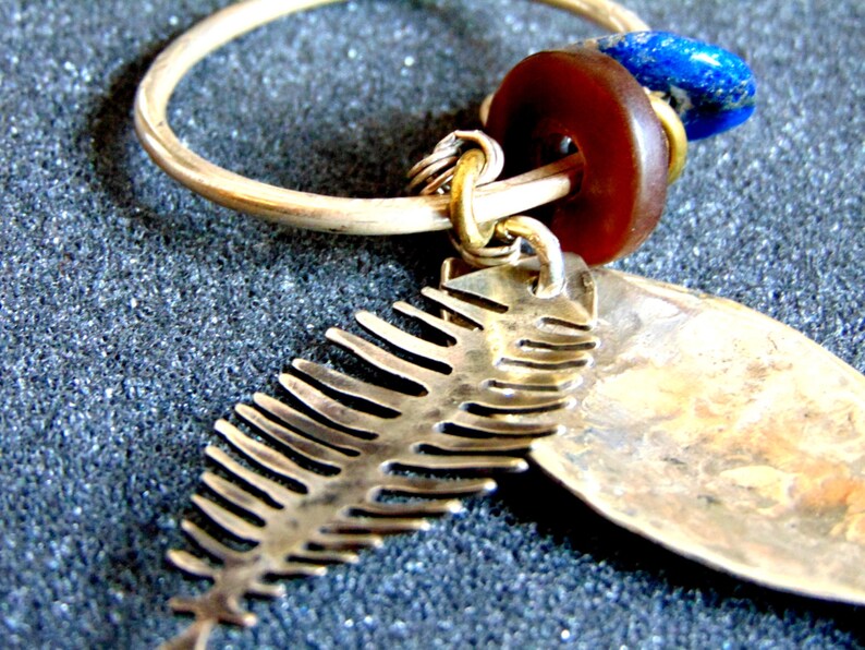 Stunning Silver Lapis and Amber Keychain-sterling Silver Fish Keychain ...