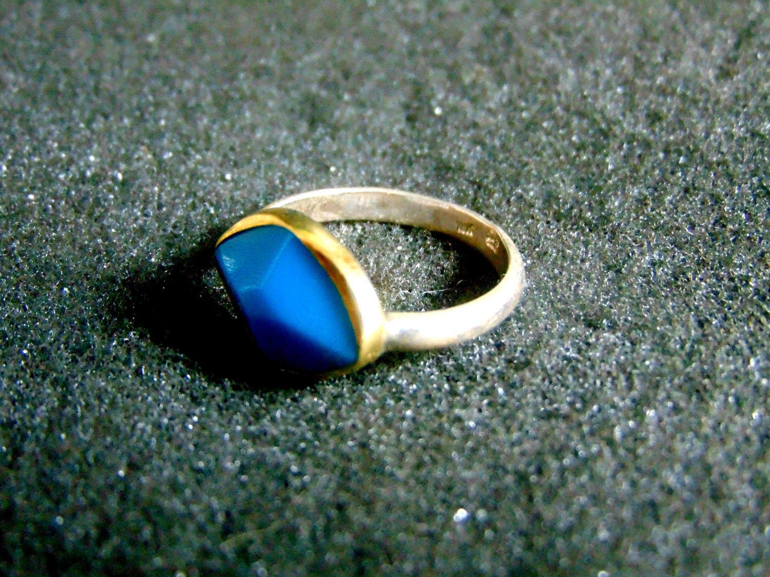 Silver Gold RingSterling Silver 18k Gold and Turquoise | Etsy