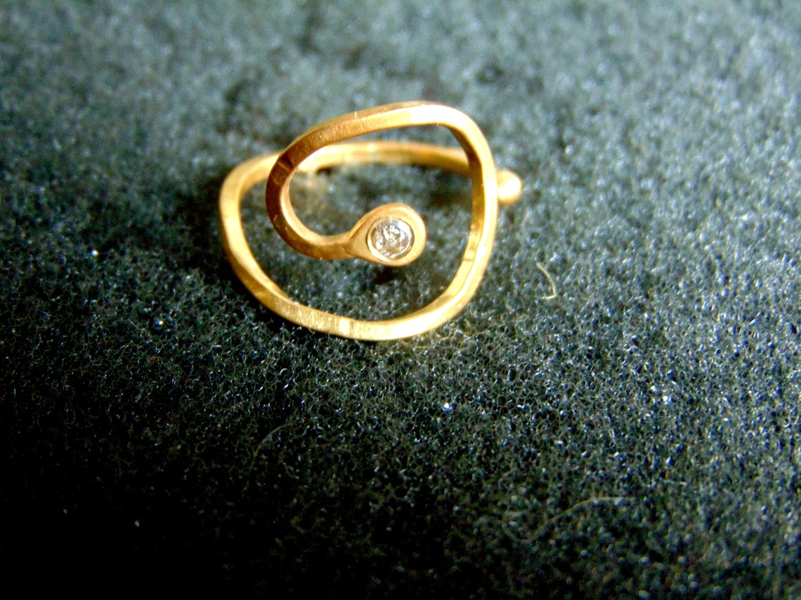 Unique Open Gold Ring Delicate Diamond Ring Minimalist | Etsy
