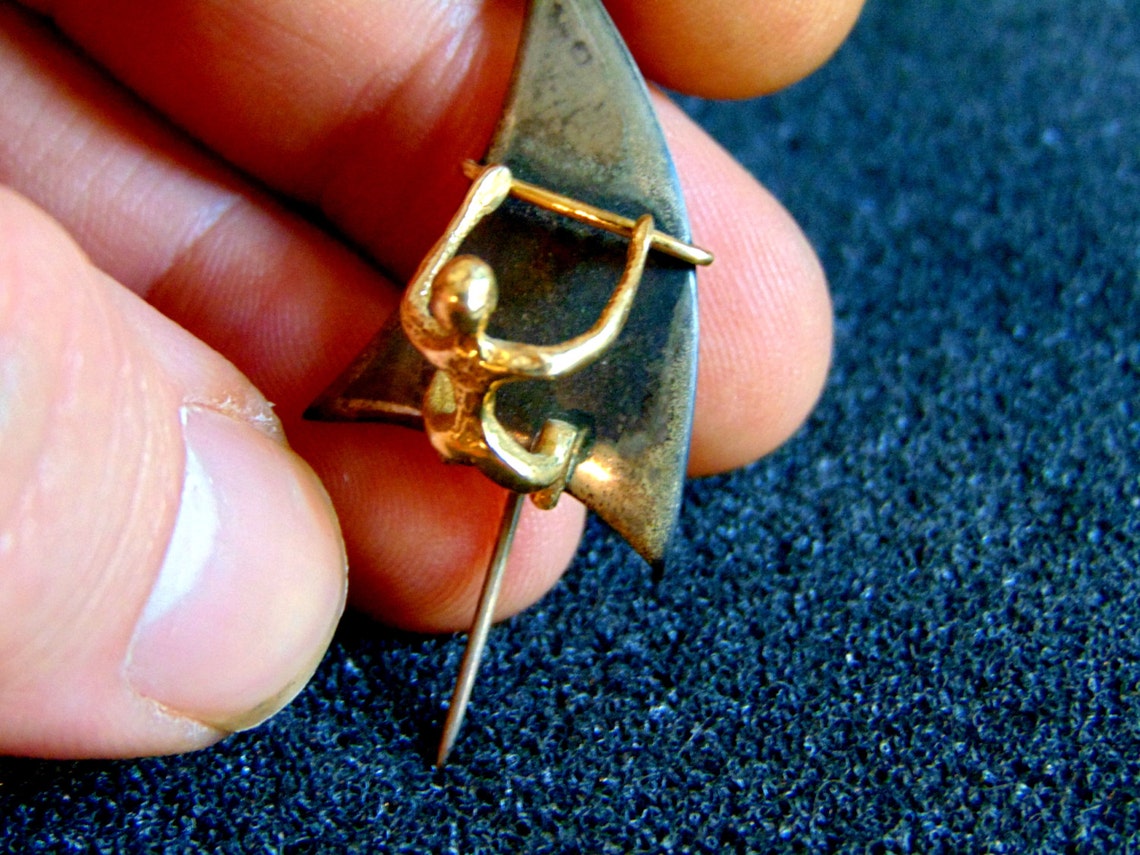 Beautiful Silver and Gold Serfer Pin-sterling Silver and 14k | Etsy