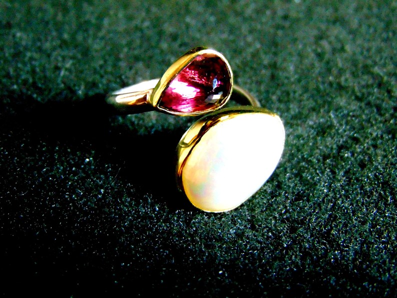 Silver and Gold Ring,sterling Silver 18k Gold Statement Ring,pearl and ...