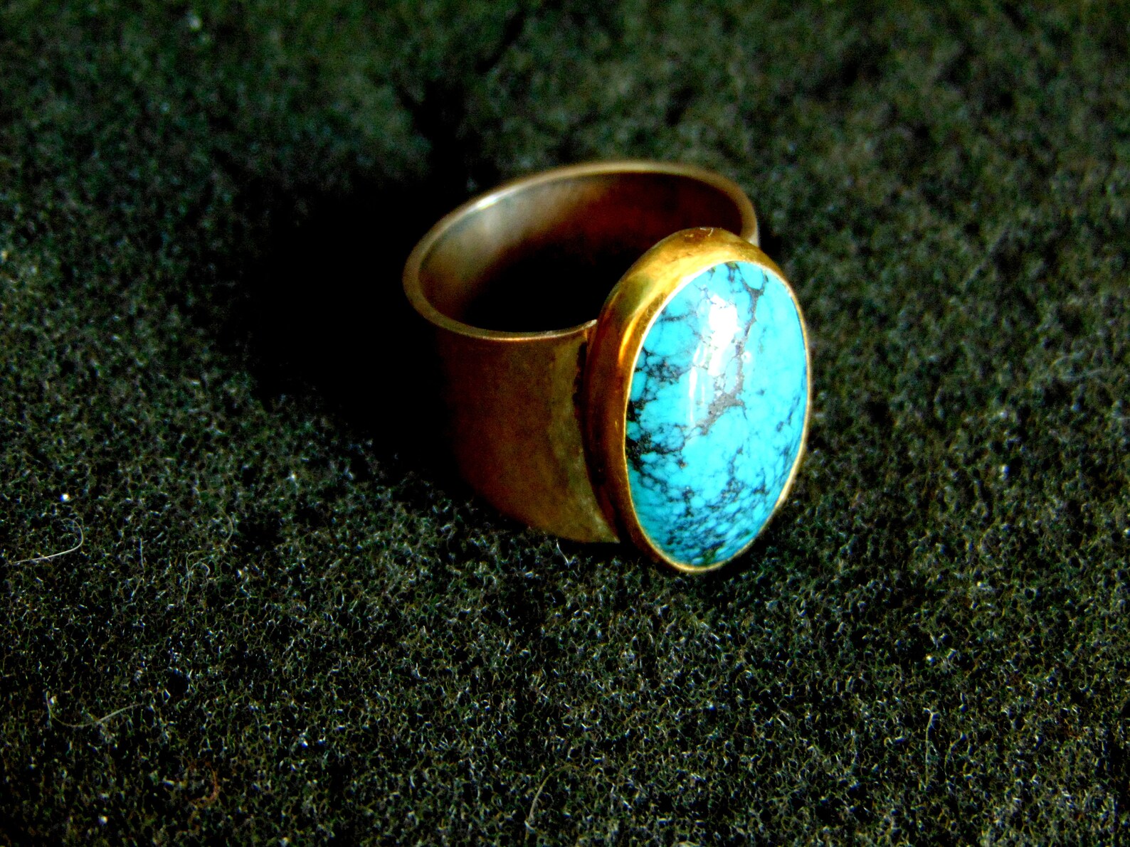 Silver and Gold Ring, Sterling Silver 18k Gold and Turquoise Statement ...