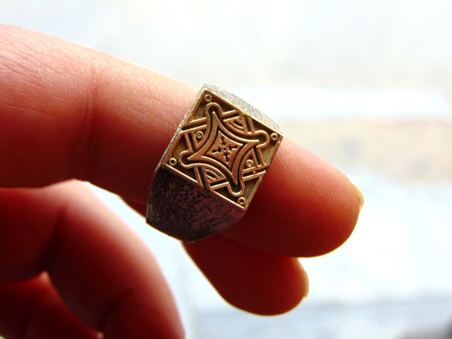 18k Gold and Silver Signet Ring Men Engraved Signet Ring Wax | Etsy