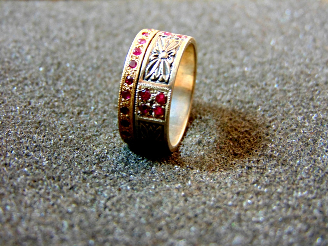 Stunning Silver Gold and Ruby Ring-925 Silver 18k Gold Ring-multiple ...