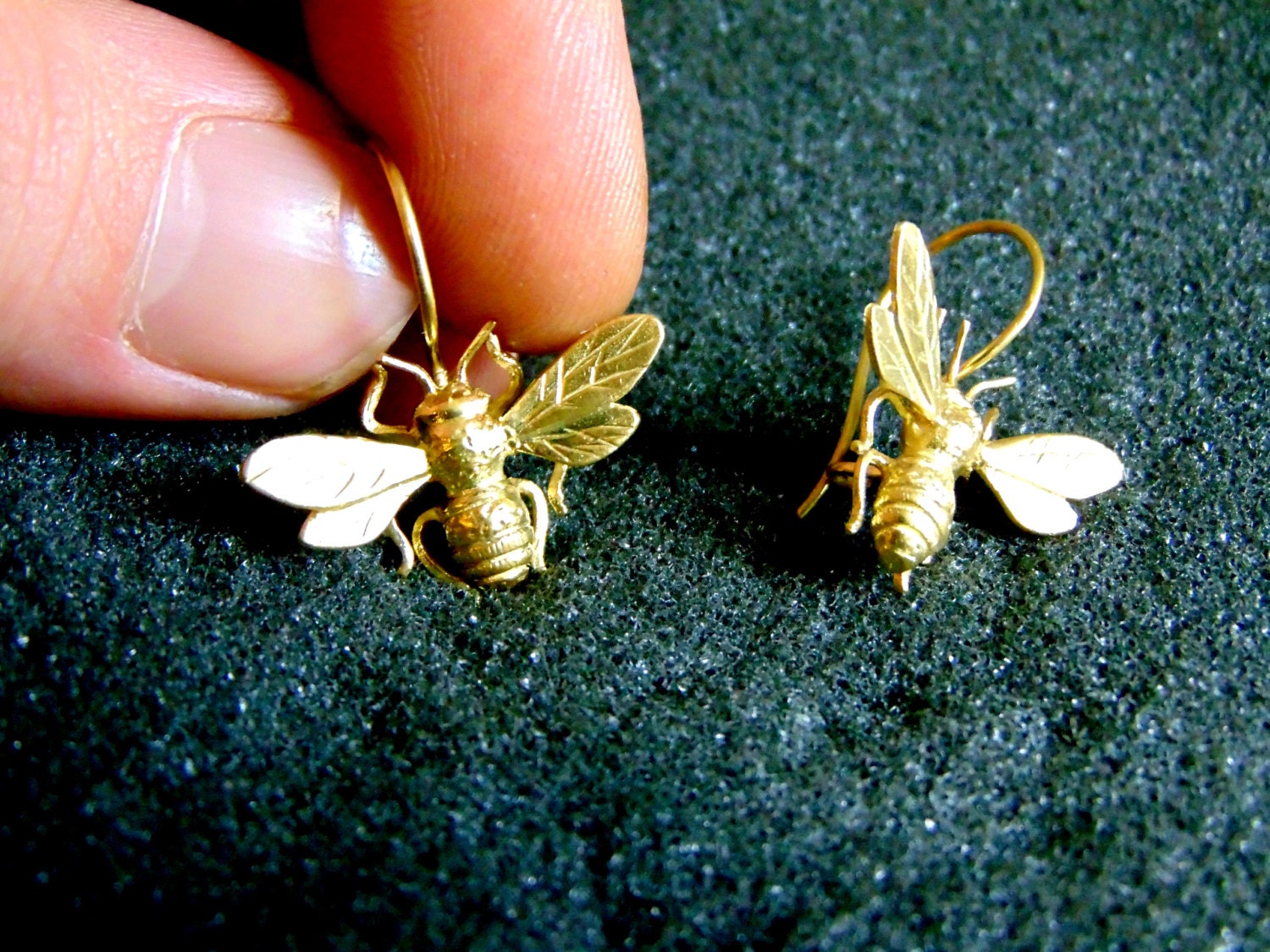 Bee Earrings Gold Earrings Insect Earrings Quirky Earrings | Etsy