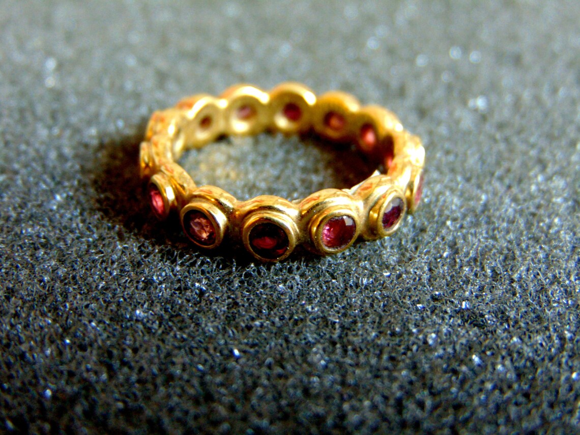 18k Multi Gemstone Ring Solid Gold Ring Gold 750 Pink | Etsy