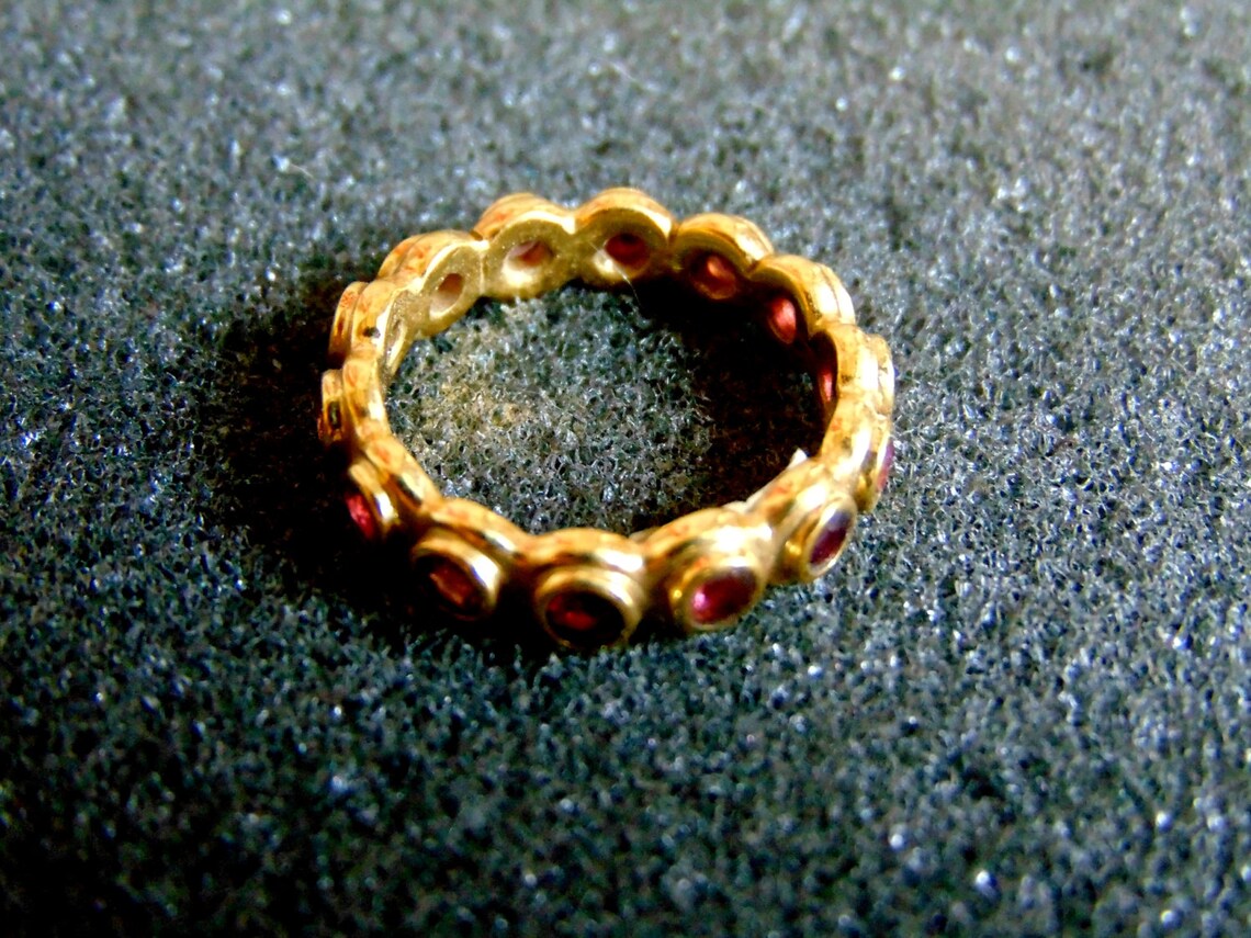 18k Multi Gemstone Ring Solid Gold Ring Gold 750 Pink | Etsy