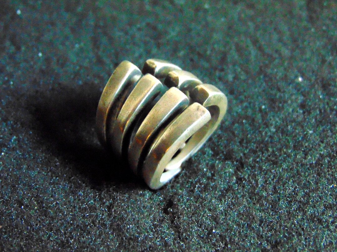 Abstract Silver Ring, Modernist Ring Silver, Geometric Heavy Silver ...