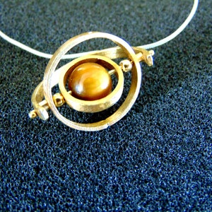 Solar System Pendant, Tigers Eye Sun Necklace, Spinner Necklace, Planet ...