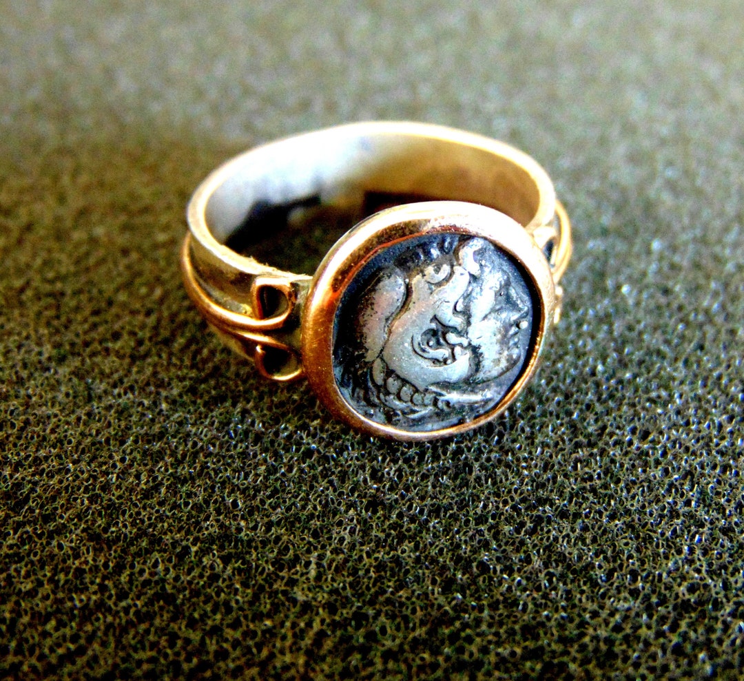 Coin Signet Ring, Ancient Coin Ring, Greek Signet Ring, Greek Silver ...