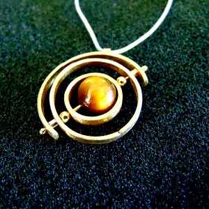 Solar System Pendant, Tigers Eye Sun Necklace, Spinner Necklace, Planet ...