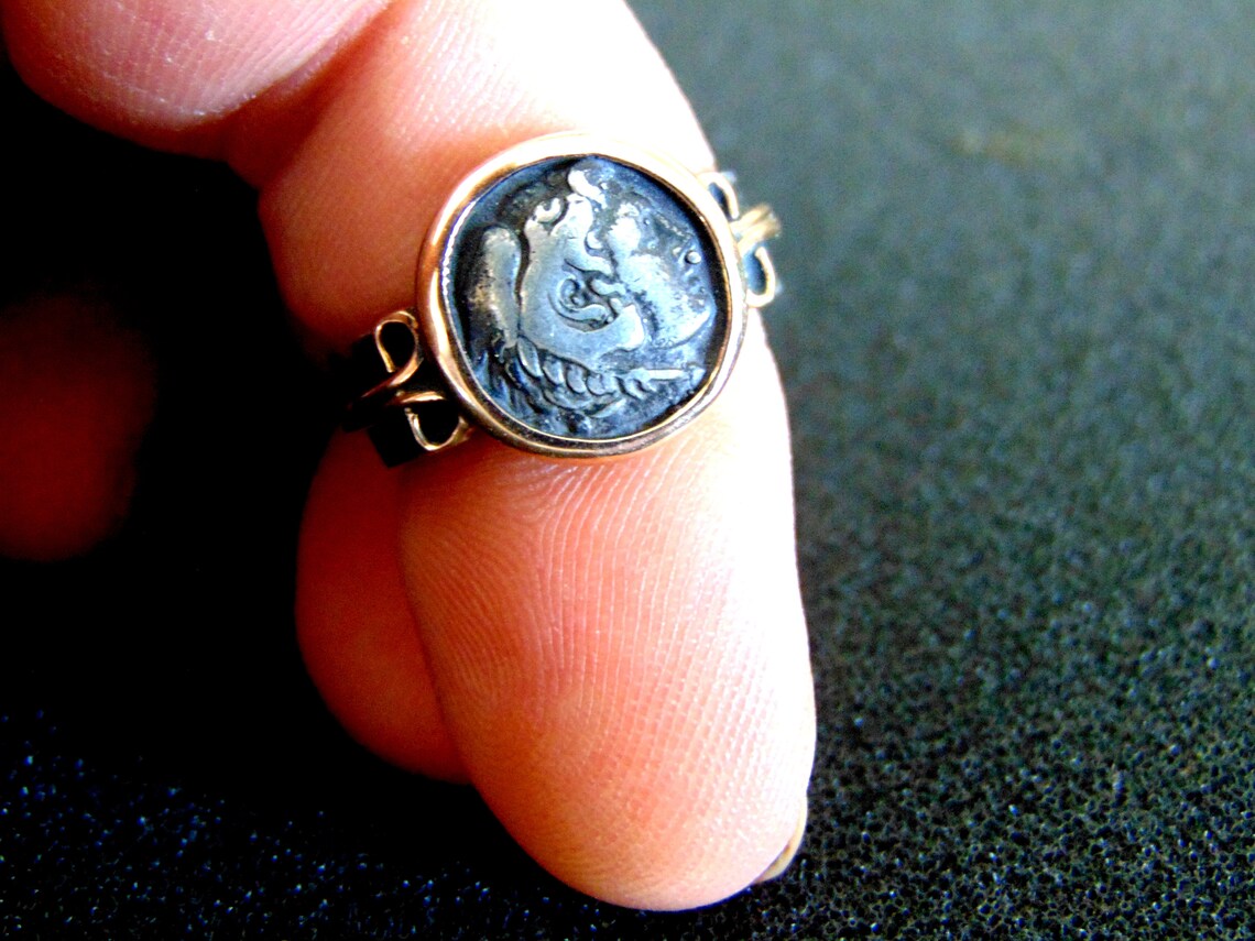 Coin Signet Ring, Ancient Coin Ring, Greek Signet Ring, Greek Silver ...