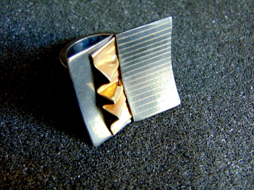 Stunning Silver and Gold Statement Ring-women's Statement Ring-black ...