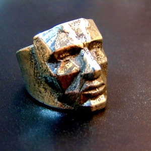 Stunning Human Face Silver Ring-sterling Silver Head Ring- Polygon Face ...