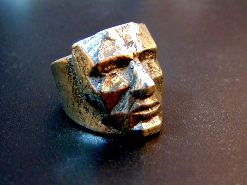 Unusual Human Face Ring Cool Mens Ring Heavy Silver Ring | Etsy