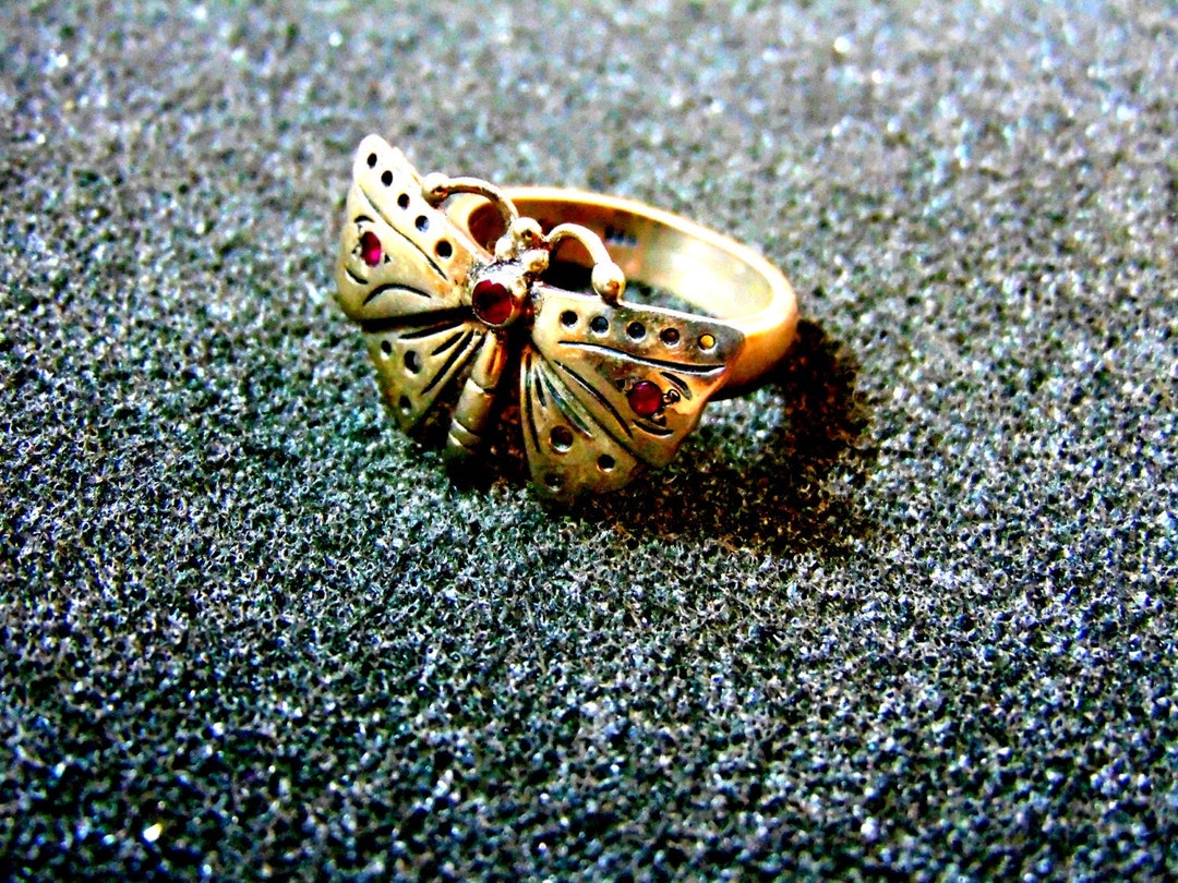 Sterling Silver Butterfly Ring Butterfly Wing Ring Oxidized - Etsy